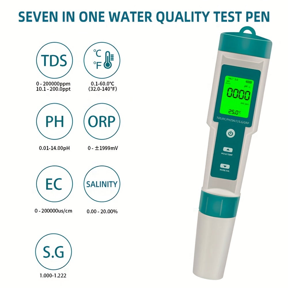 7-in-1 Water Quality Tester, Multifunctional Analysis Instrument Test ...