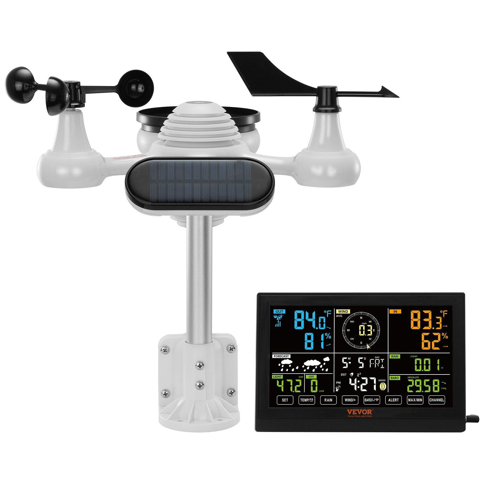 7-in-1 Wireless Weather Station with 7.5 Inch Large Color Display ...