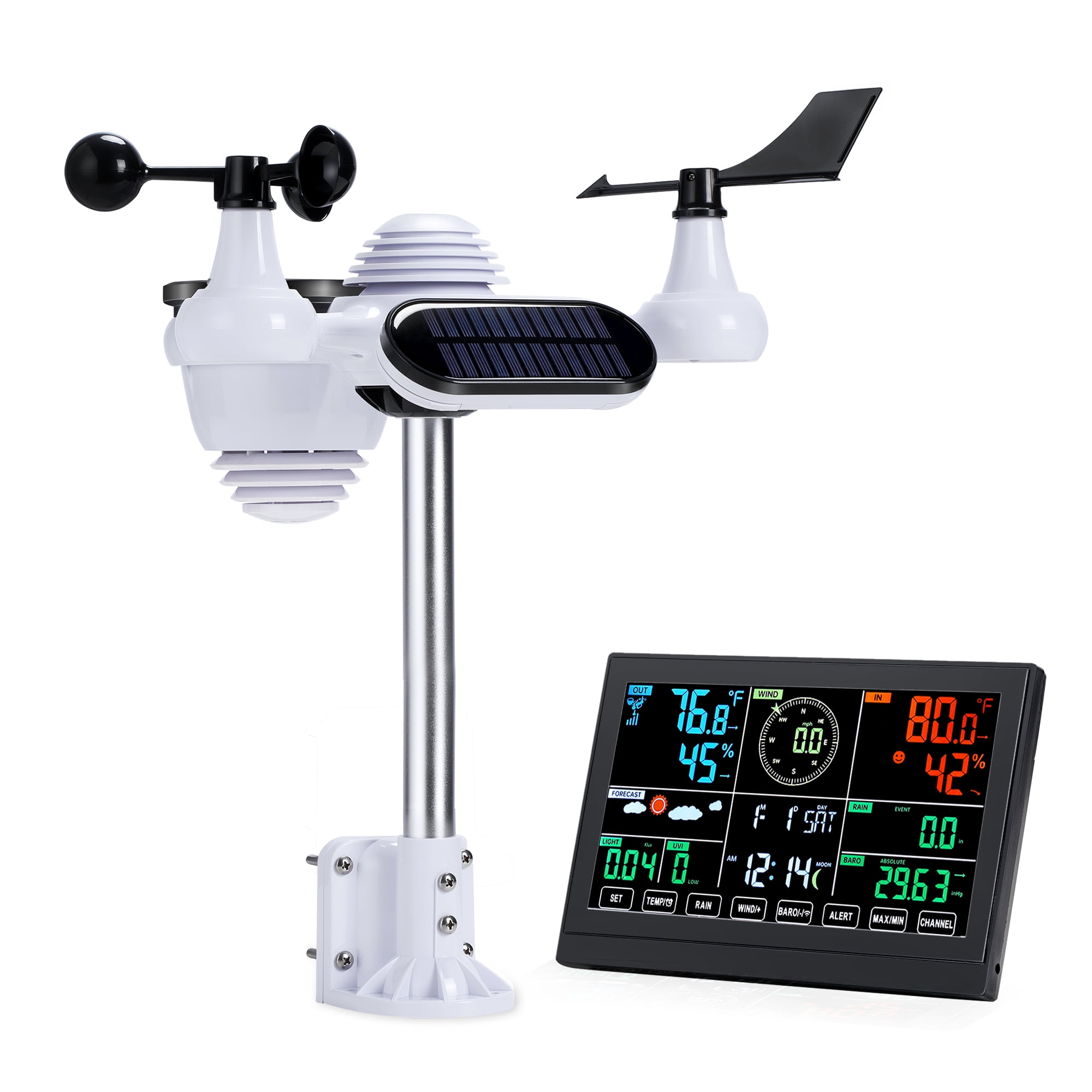 Osoeri 7-in-1 Wireless Indoor/Outdoor Weather Station with Adjustable ...