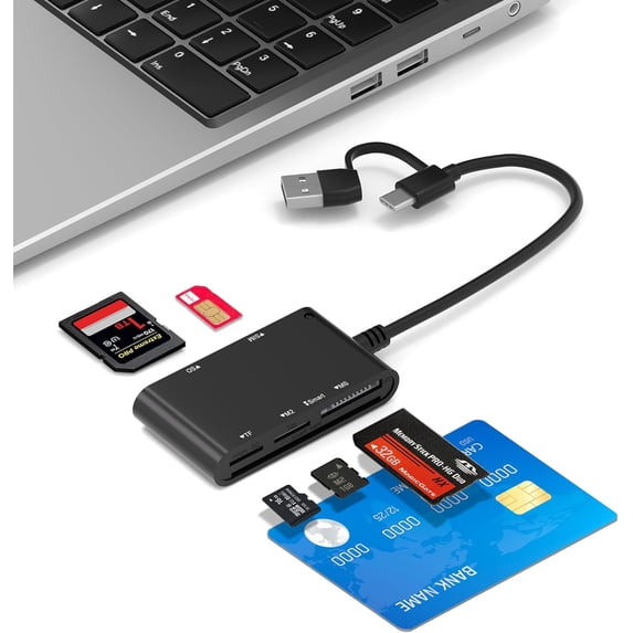 7 in 2 SIM Card Reader for Military CAC, SIM, SD/TF/MS Duo/M2/IC/PIV ...