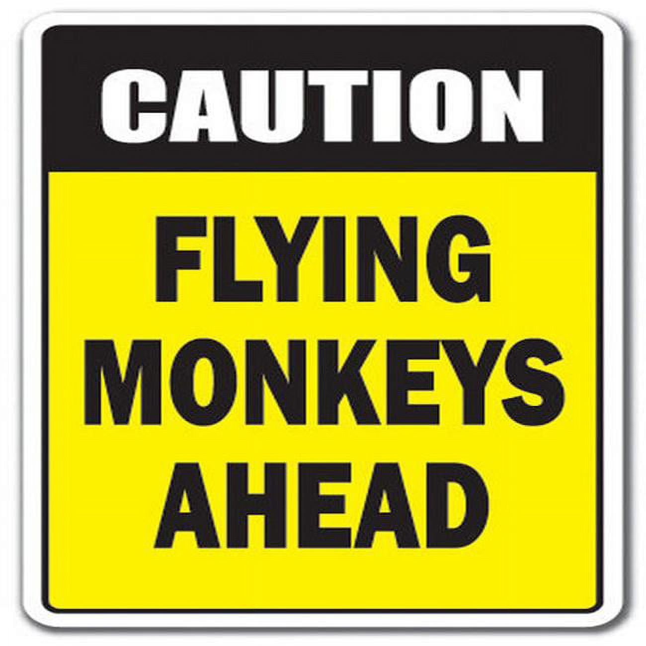 7 in. Caution Flying Monkeys Ahead Sign - Animalparking - Walmart.com