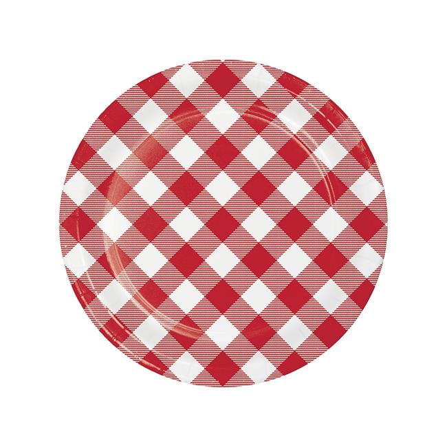 7 in. Classic Gingham Luncheon Paper Plate, Red & White - Walmart.com