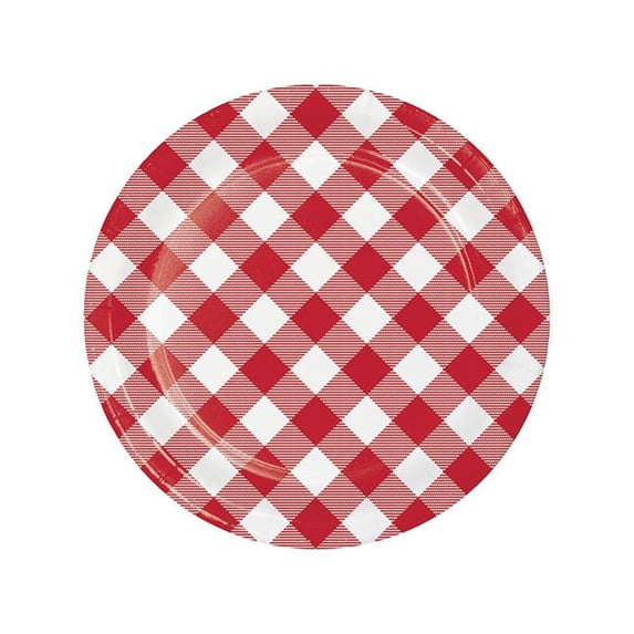 7 in. Classic Gingham Luncheon Paper Plate, Red & White - Walmart.com