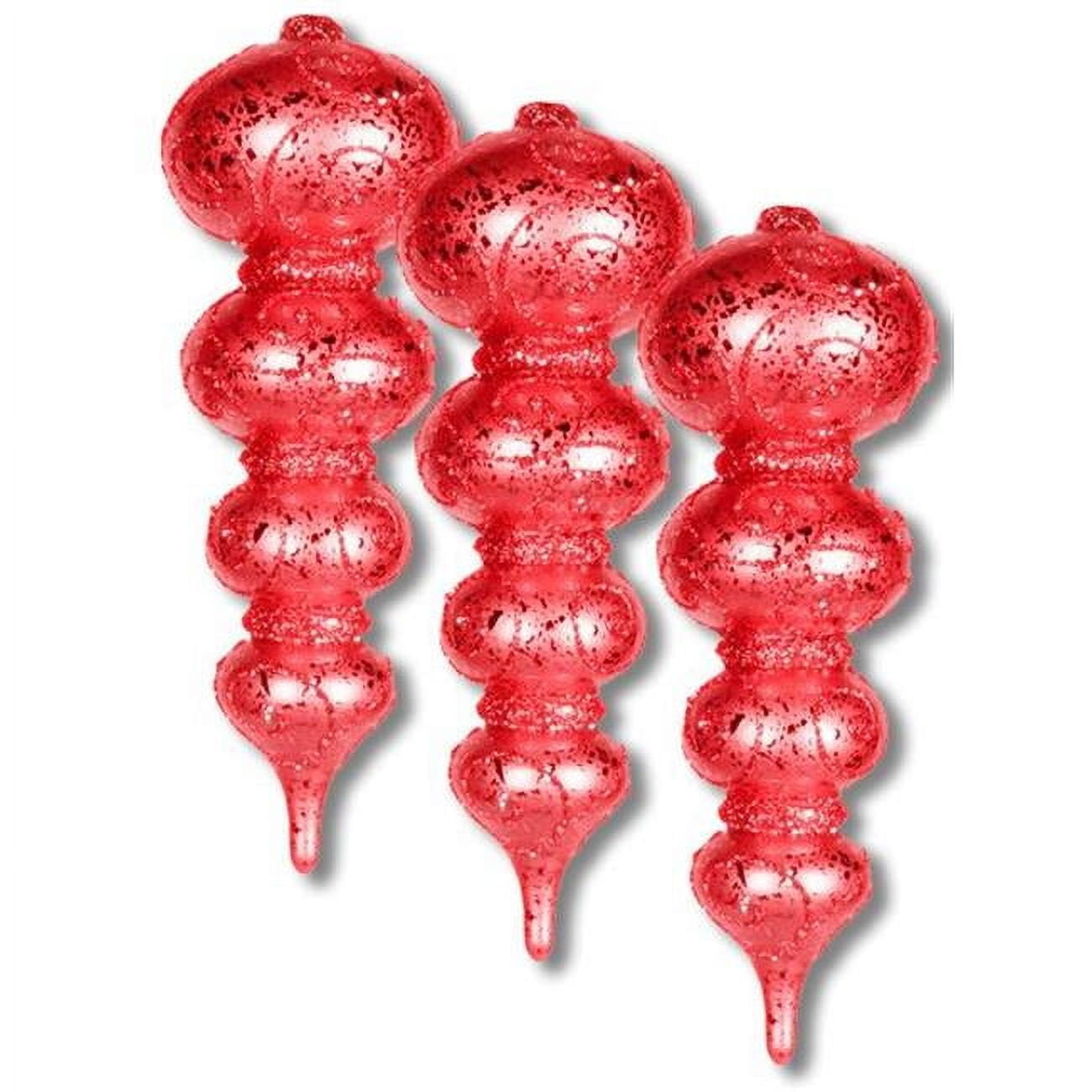 7 in. Finial Ornament with Glitter Swirl Design, Red - Pack of 3 ...