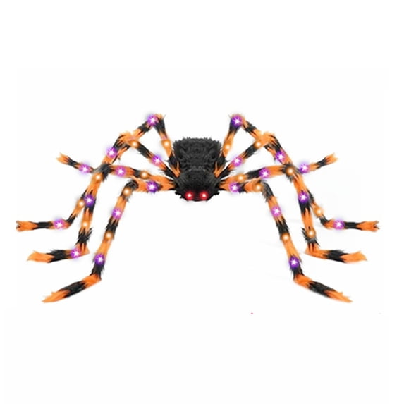 7 in. Halloween Eerie Giant Spiders — Dark Fur with Scary Glowing ...