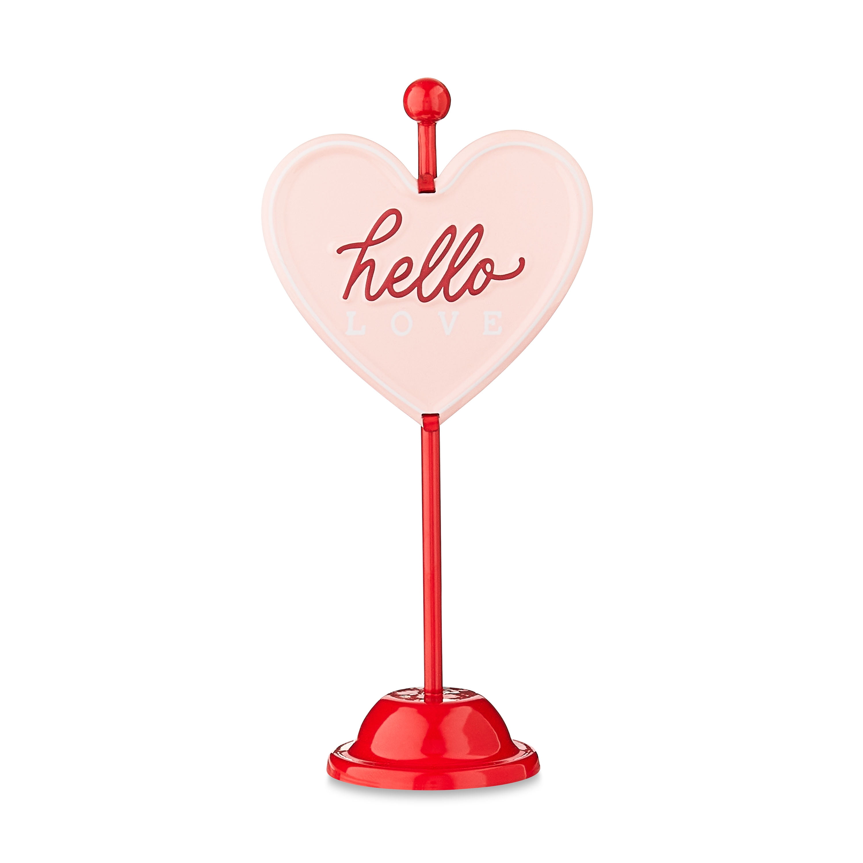 7 in Metal Hello Love Heart Tabletop Sign, Valentine Decoration, Pink ...