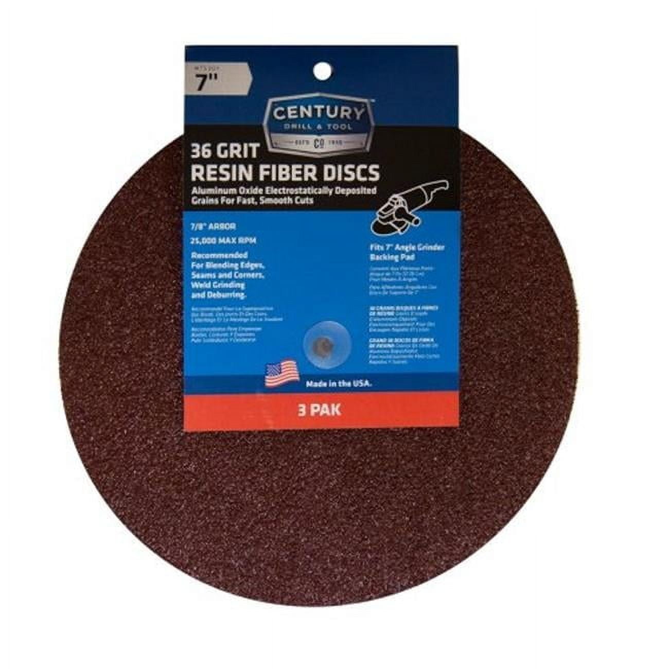 7 in. Resin Fiber Disc, 36 Grit - Pack of 3 - Walmart.com