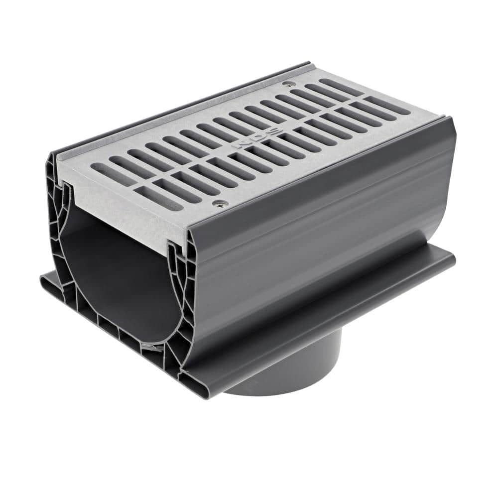 7 in. Spee-D Channel Drain with Grate and 3 in. and 4 in. Bottom Outlet ...