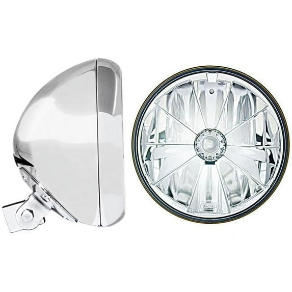 7 in. Universal Headlight Bucket, Chrome with T70700 PC Pie Cut ICE ...