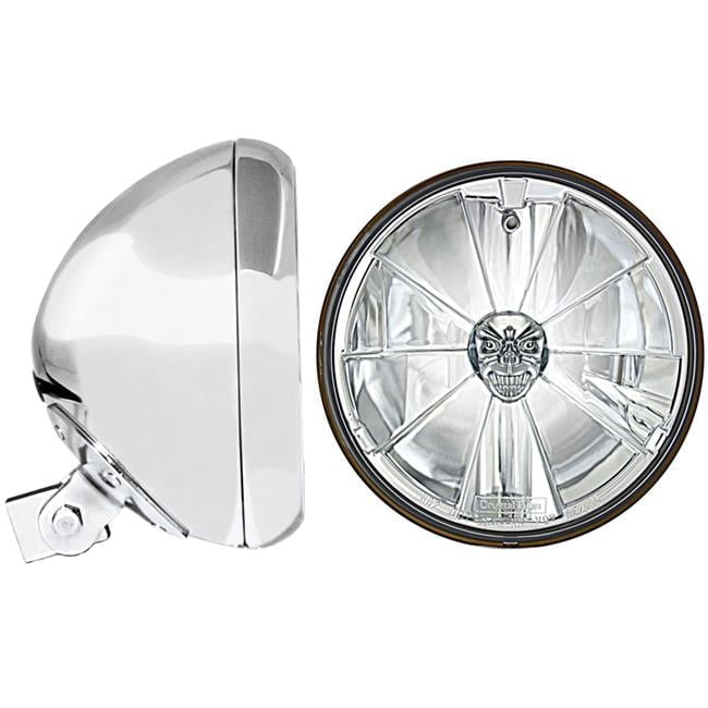 7 in. Universal Headlight Bucket, Chrome with T70700-SR PC Pie Cut ...