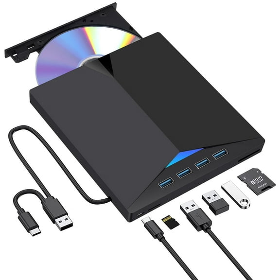 External CD DVD Drive USB 3.0 Type-C Portable Superdrive Burner Player ...
