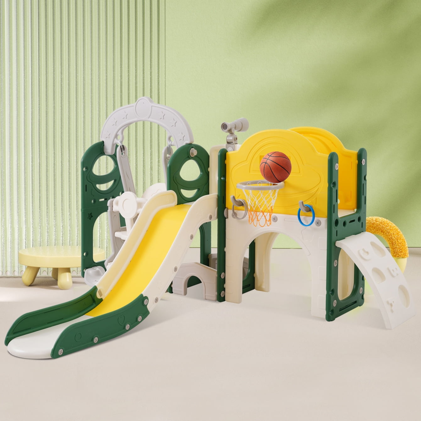 7 in1 Kids Slide and Swing Playset With Basketball Hoop, Golf Hole ...