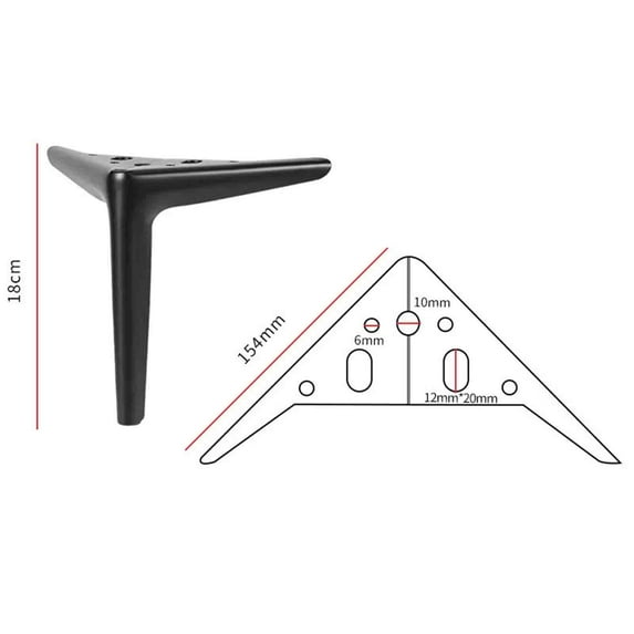 7 inch /18cm Matte Black Metal Furniture Legs Set of 4, Modern Style Furniture Legs, DIY ...