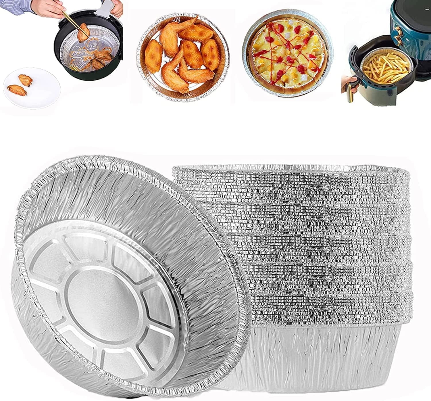 Scheam 7 inch Aluminum Foil Pie Pan 50 Pack Disposable Round Tart Pans ...