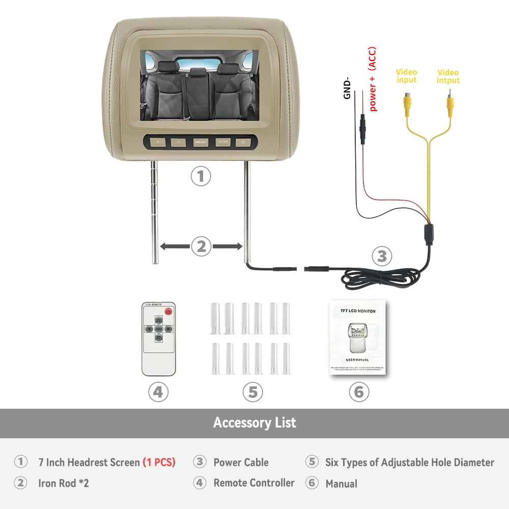 7 inch Car Headrest Monitor Automotive Headrest Screen Pillow Monitor ...