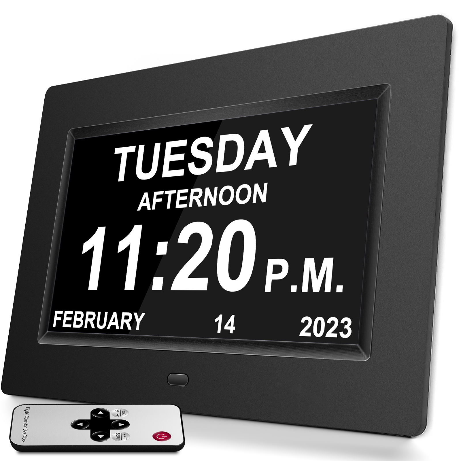Yescom 8" Large Digital LCD Day Clock 8 Alarm Options Dimmable Calendar ...