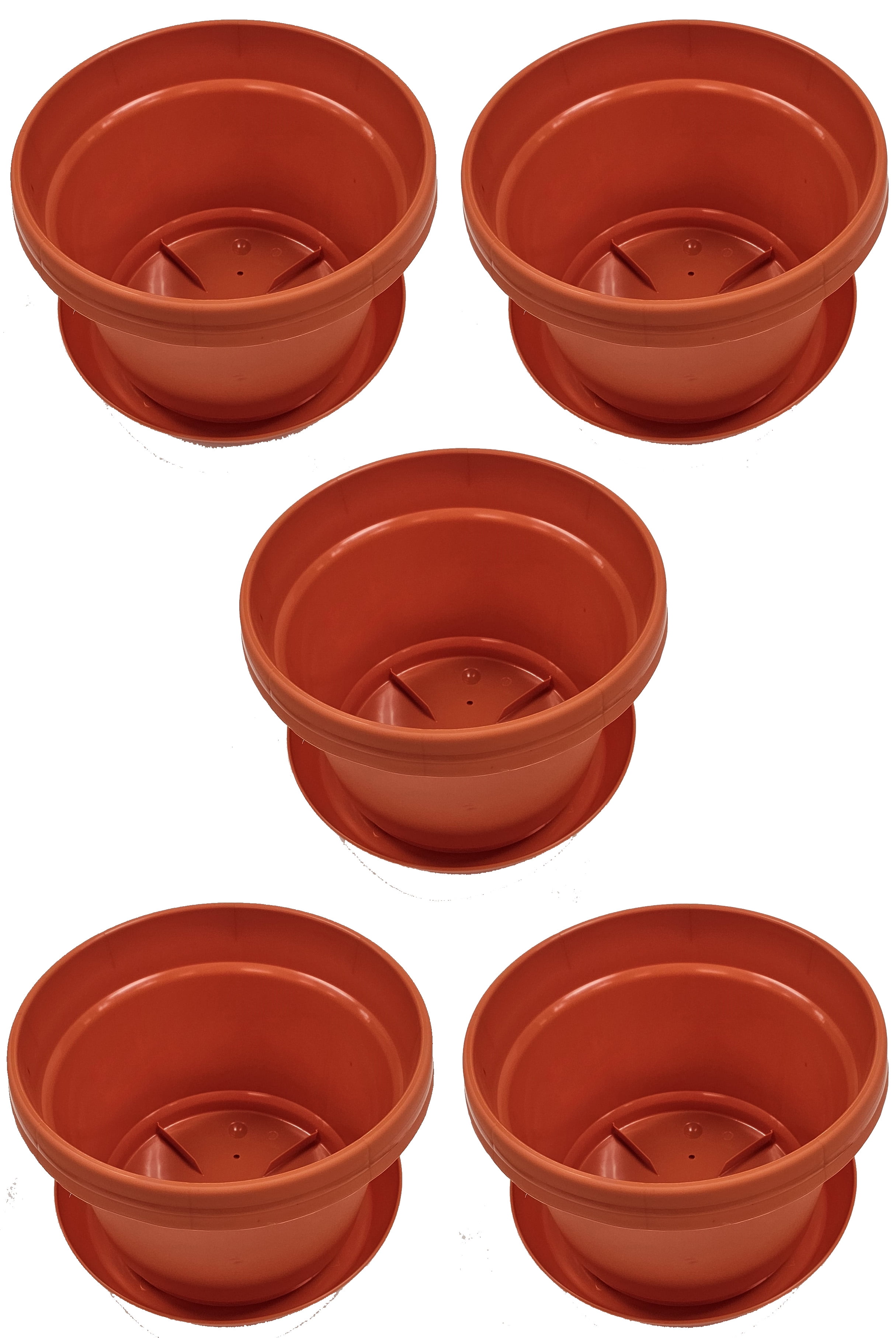 7 inch Fire Orange Planter Pots With Saucers - (Case of 5 ) - Plastic ...