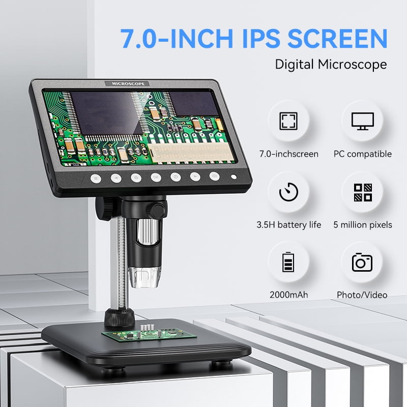7-inch IPS Digital Ma Microscope, 5MP 1200X Ultra-precision Focus ...
