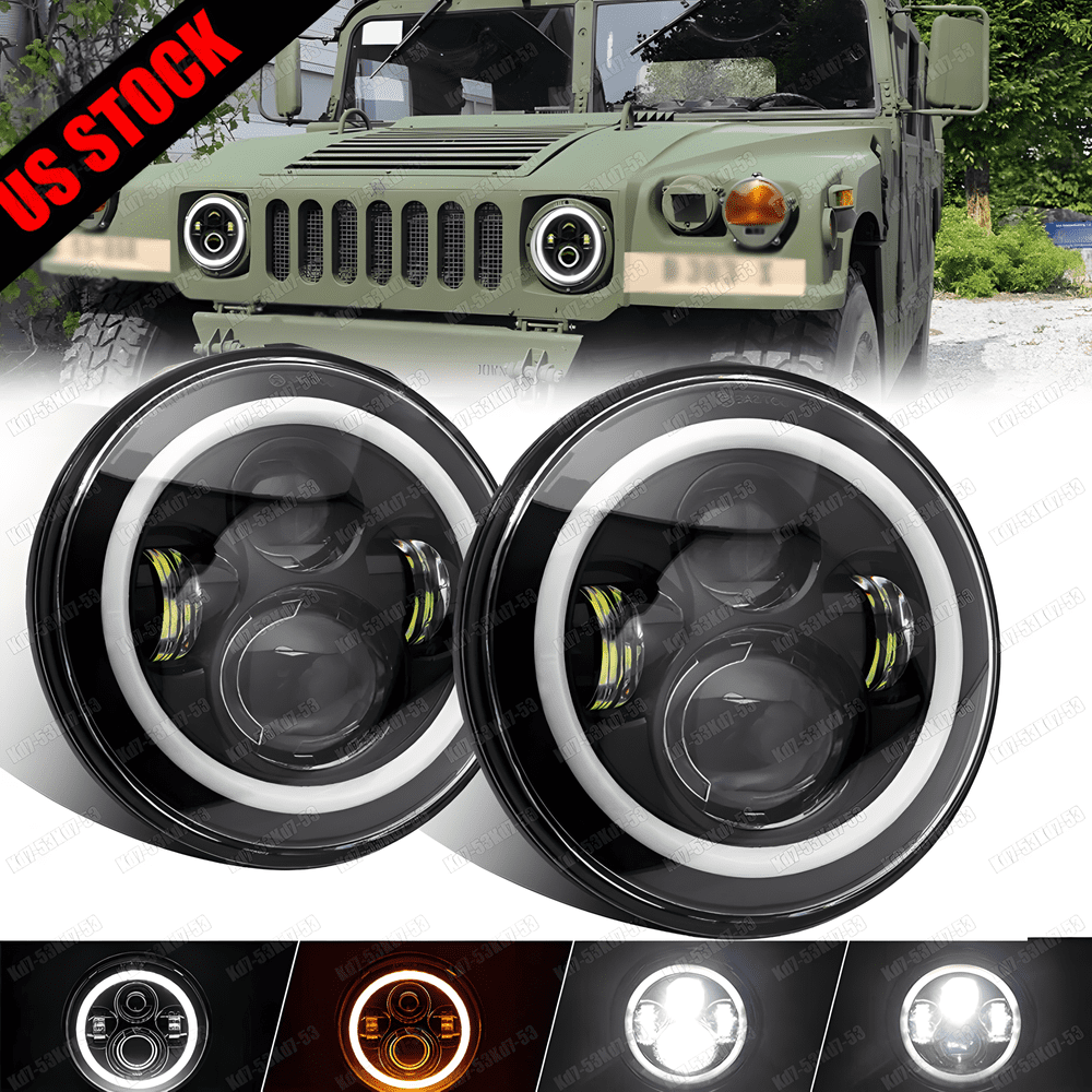 7''inch LED Headlights Plug & Play Headlamp For Humvee M998 M923 M35a2 ...