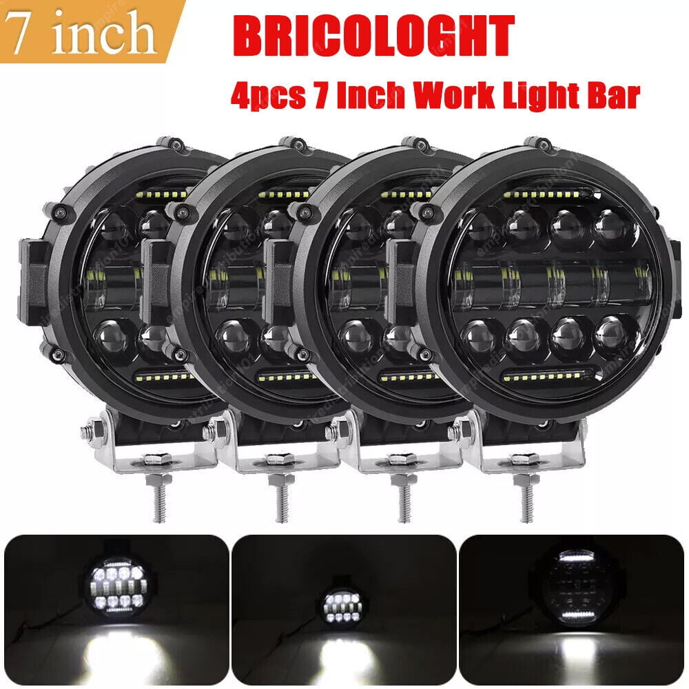 7'' inch LED Pods Round Work Lights Bar Spot Flood Fog Headlight ...