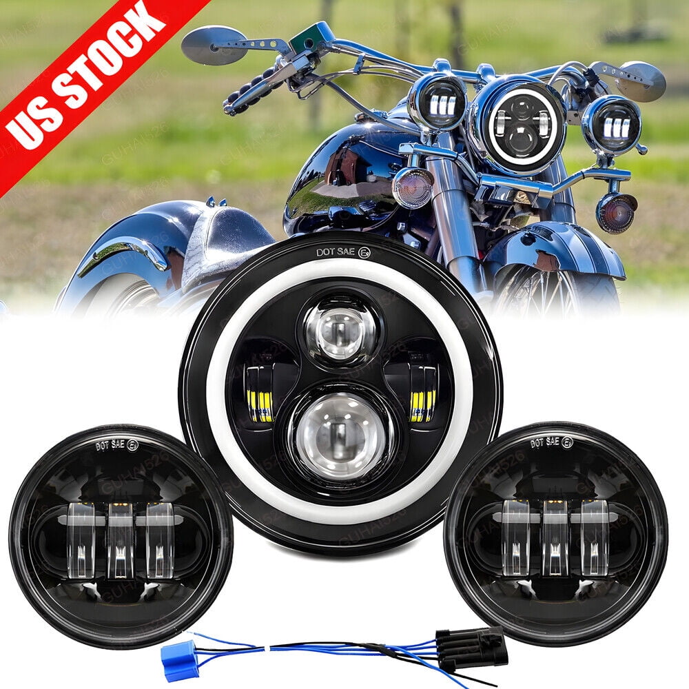7" inch Led Headlight + 4.5" Fog Light sFor Yamaha V-Star XVS 650 950 ...