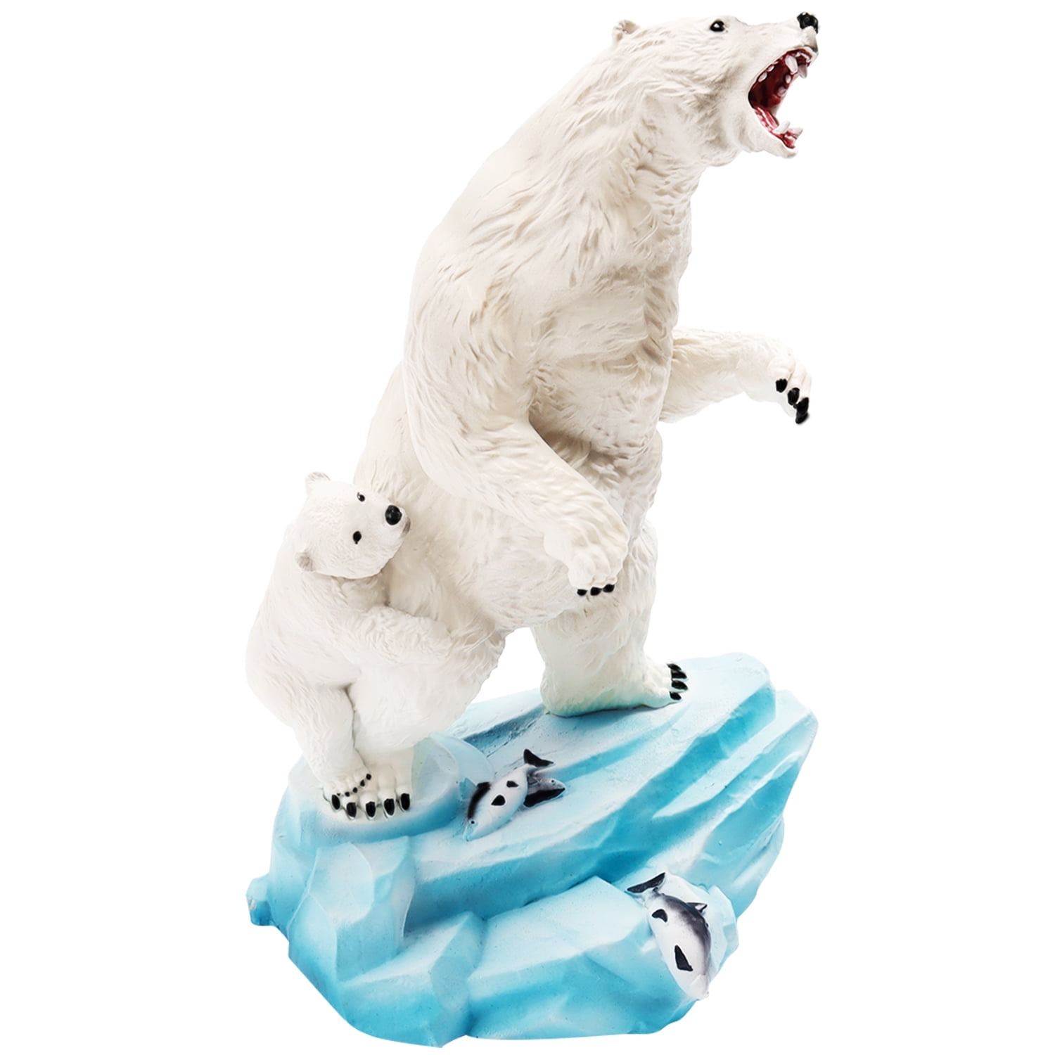 7 inch Polar Bear Figurine with Cub on Iceberg Realistic Resin Hand ...