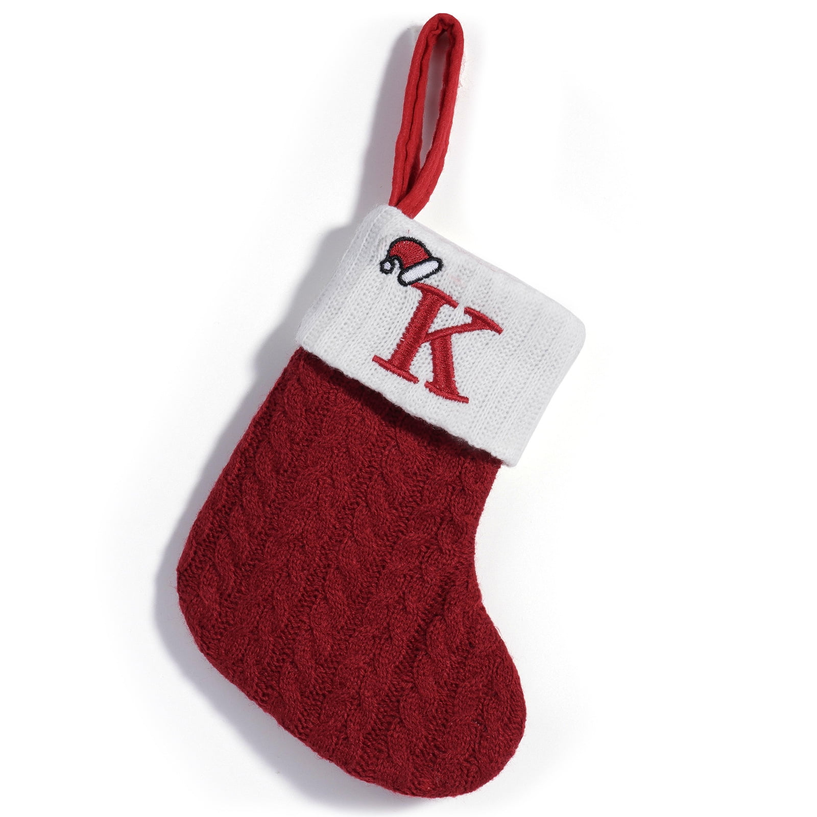 7-inch Red Knit Monogram Christmas Stockings,Personalized Initial ...