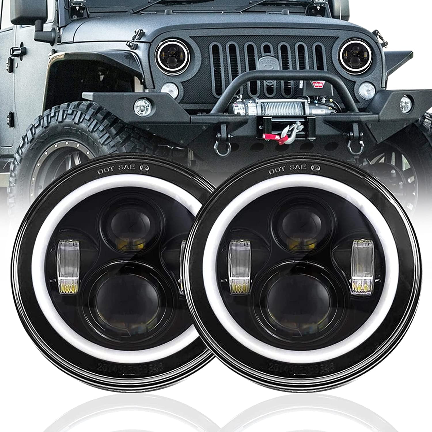 7 inch Round LED Headlight 12v High Low Beam super bright for Nissan ...