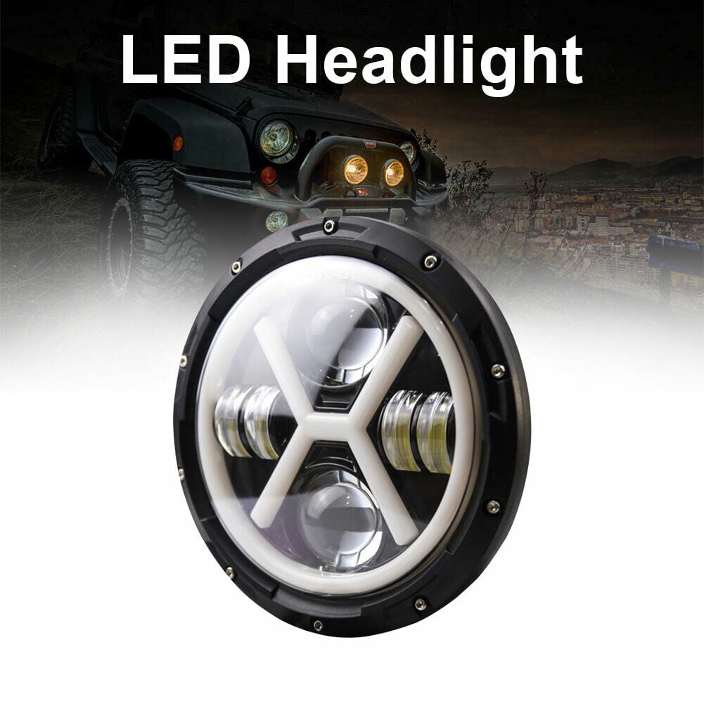 7"inch Round LED Headlight Halo Angle Eye DRL For Jeep 97-2017 Wrangler ...
