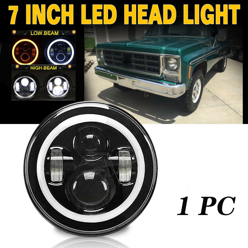 7 inch Round LED Headlight High Low Beam DRL For Dodge D100 D200 D300 ...
