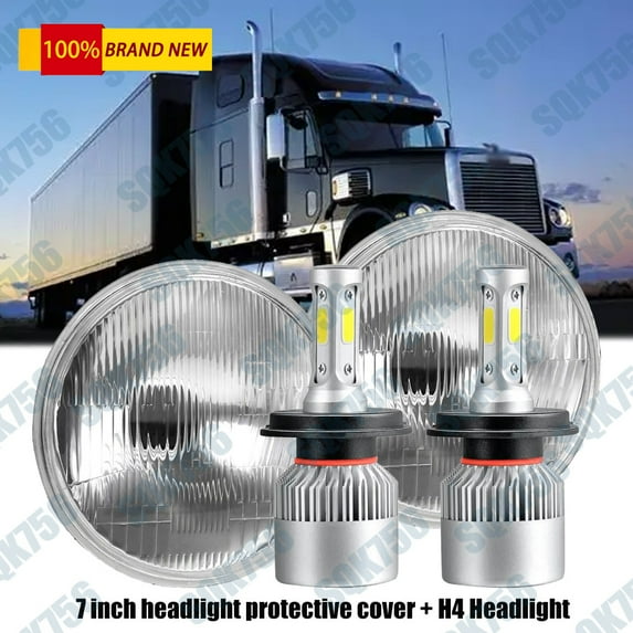 7" inch Round LED Headlights HI-Lo Beam For Freightliner Coronado 2001 ...