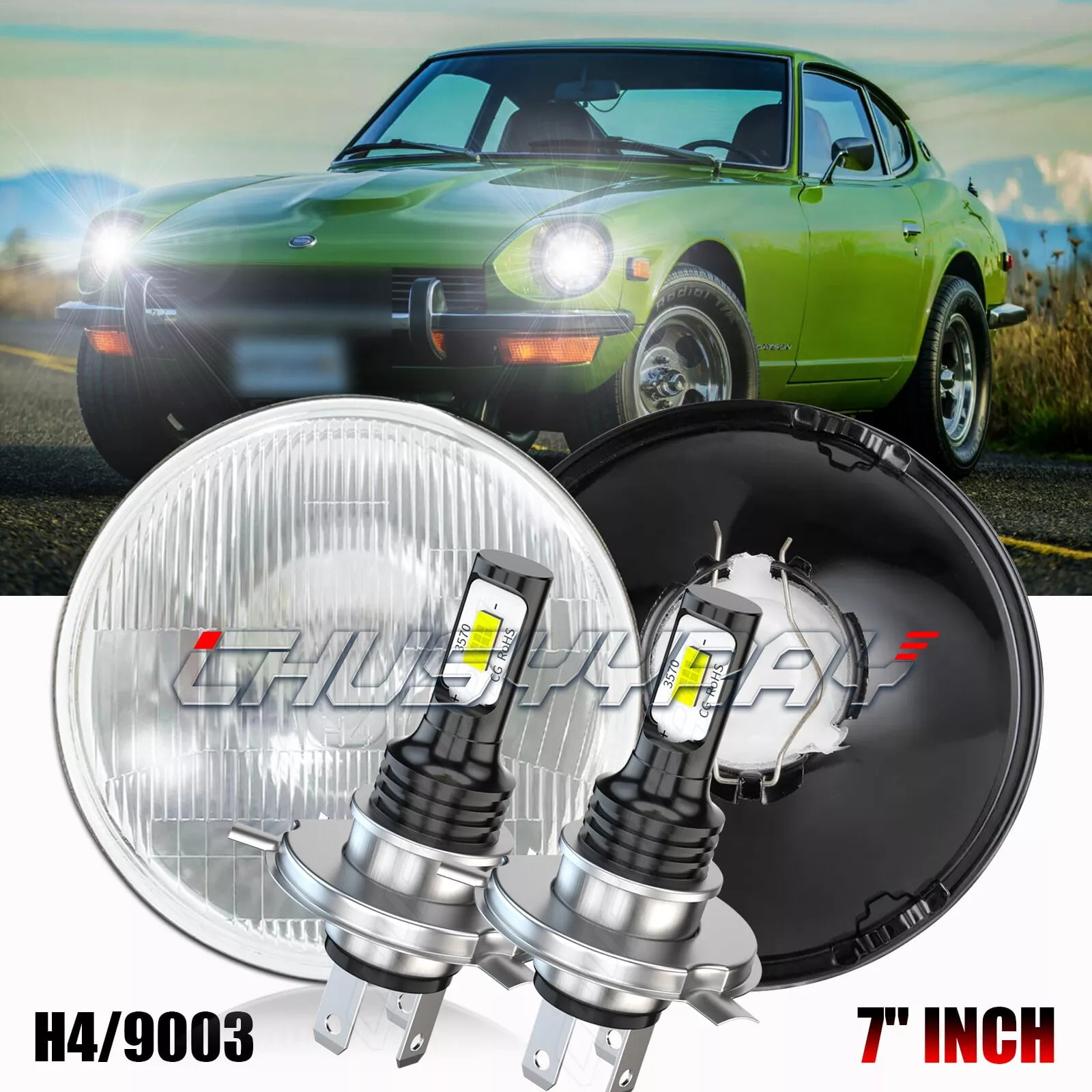 7"inch Round LED Headlights for Datsun 240z 260z 280z 280zx 1600 180B ...
