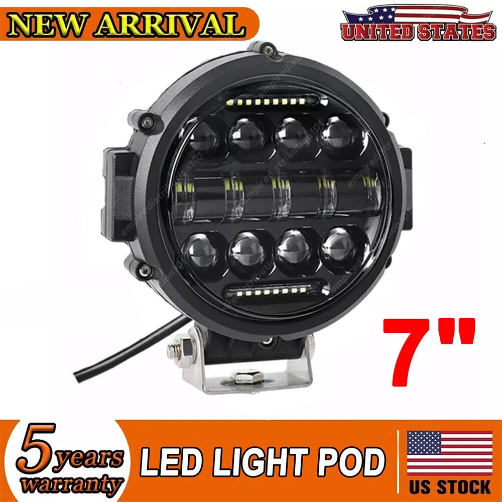 7'' inch Round LED Pods Work Light Bar Driving Fog Headlight Truck Off ...