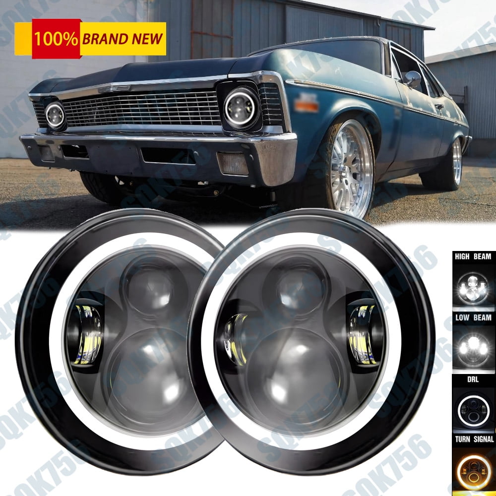 7" inch Round Led Headlight High&Low Beam For Chevrolet Chevy II/Nova ...
