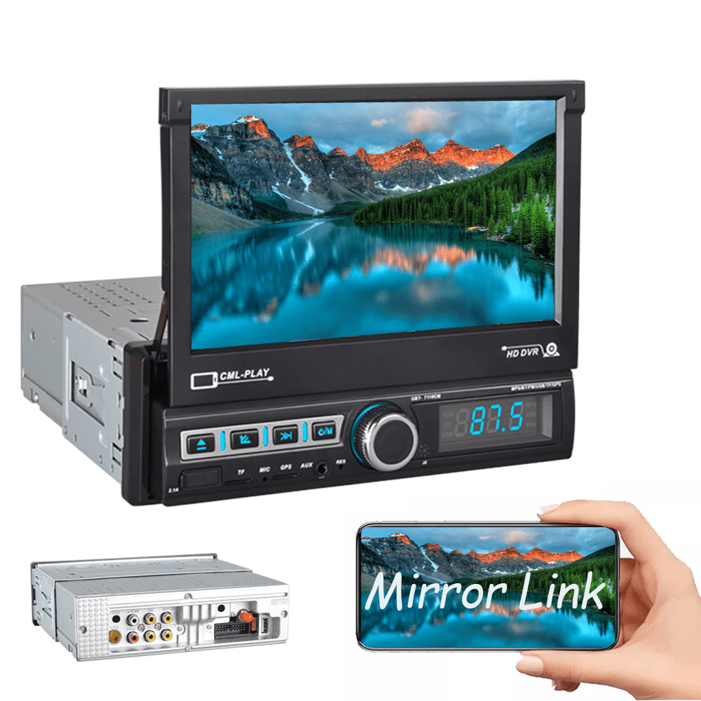 7 inch Single 1 Din Car Radio Stereo Flip out Screen Mirror Link GPS ...