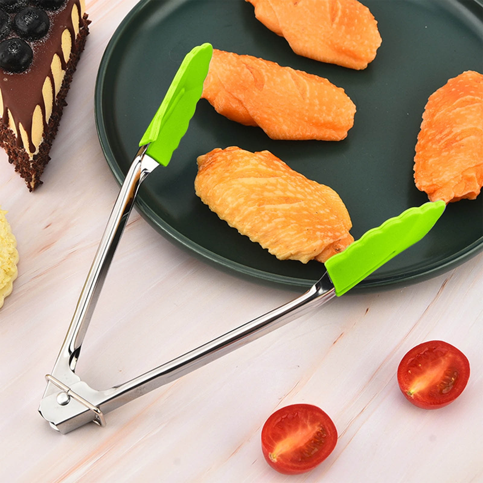 7-inch Stainless Steel Food Tongs with Silicone Tips | Multi-functional ...