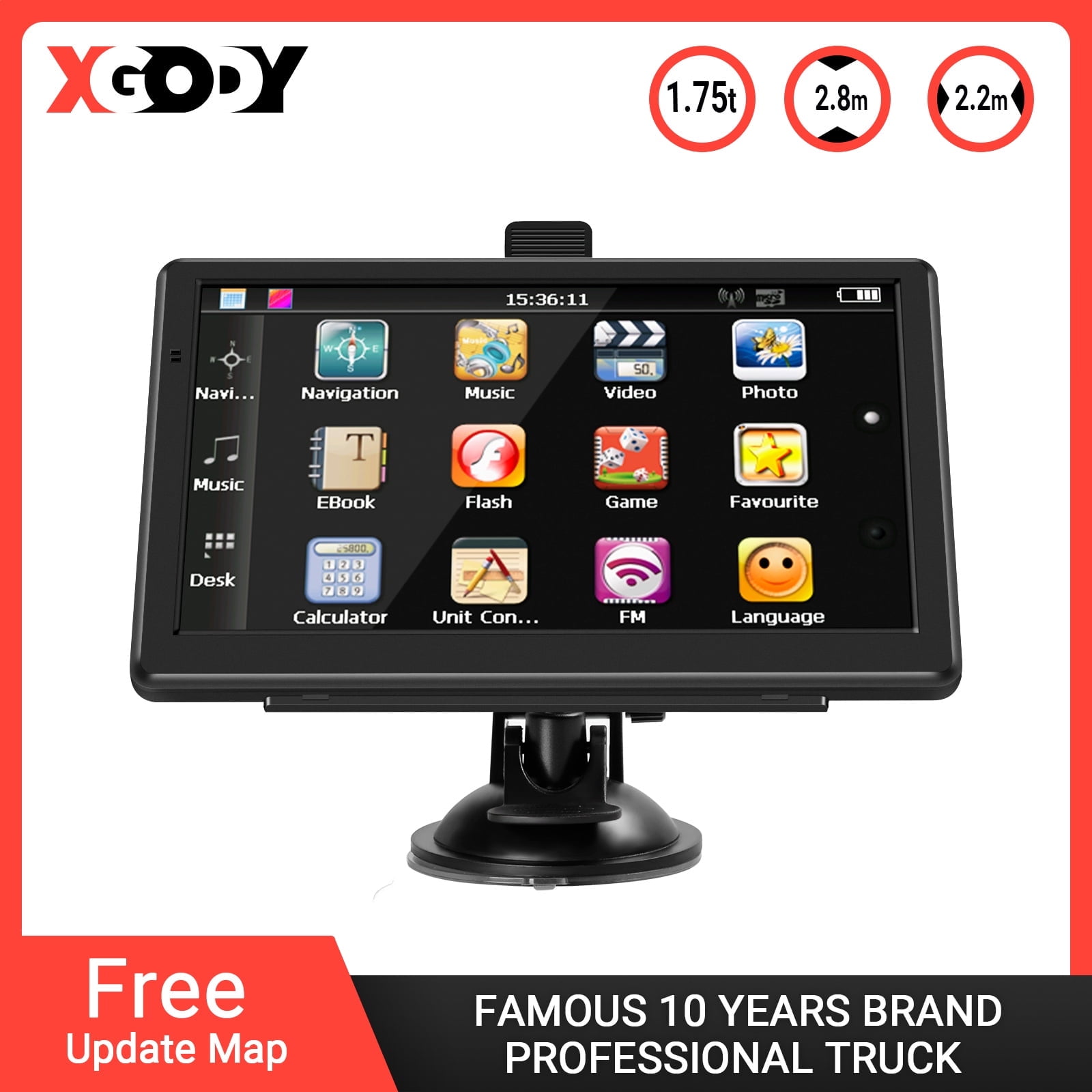 XGODY 7 inch GPS Car Navigator, Semi Truck Drivers Navigation, 8GB+256 ...