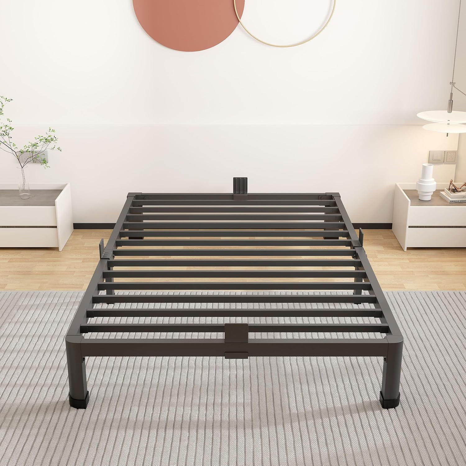 7 inch Twin Bed Frames with Round Corner Legs Mattress Retainers ...