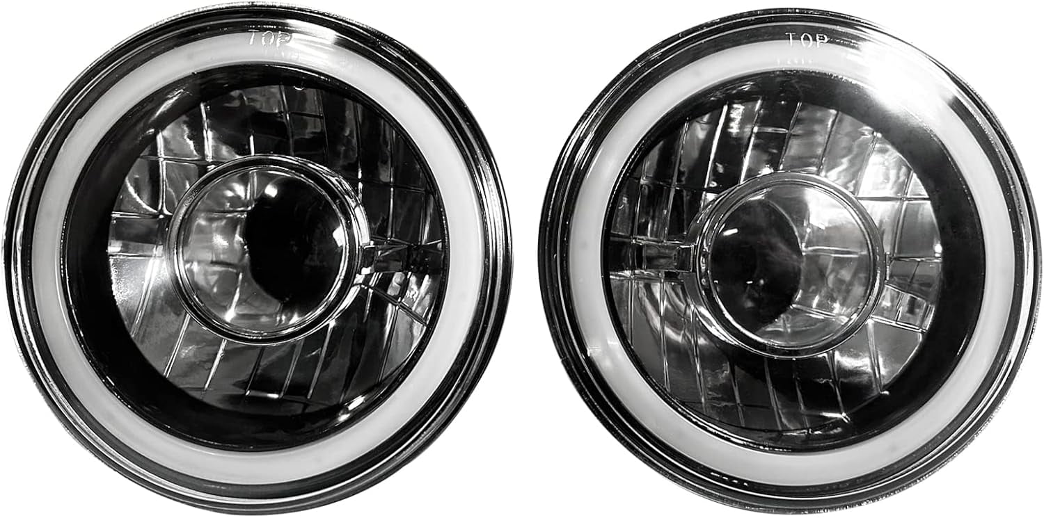 7-inch front conversion lamp with white LED halo angel eyes, suitable ...