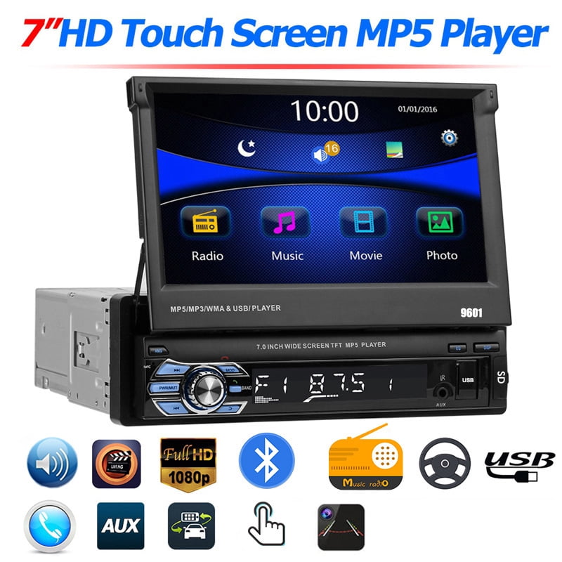 7-inch single-spindle retractable screen car audio and video Bluetooth ...