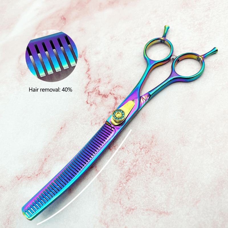 7 inches Curved Thinning Scissors, Dog Grooming Scissors for Home Use ...