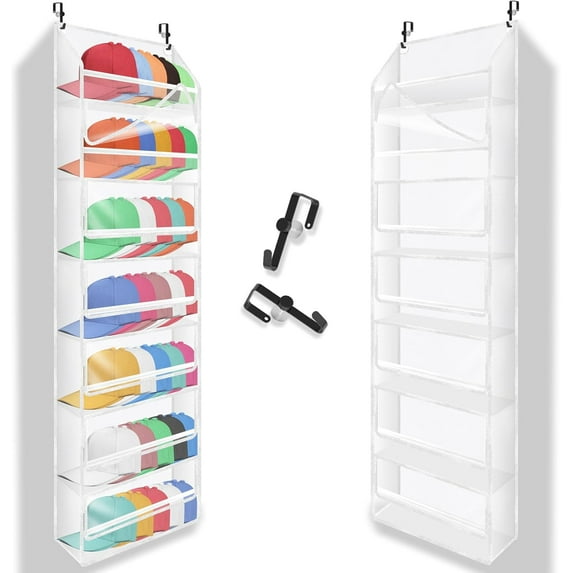 7-layer large capacity Hat Organizer, Hat Rack for Door With Dust Cover ...