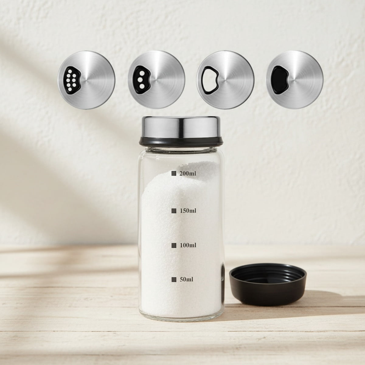 7 oz Salt Pepper Shakers with Adjustable Outlet Holes Clear Glass ...