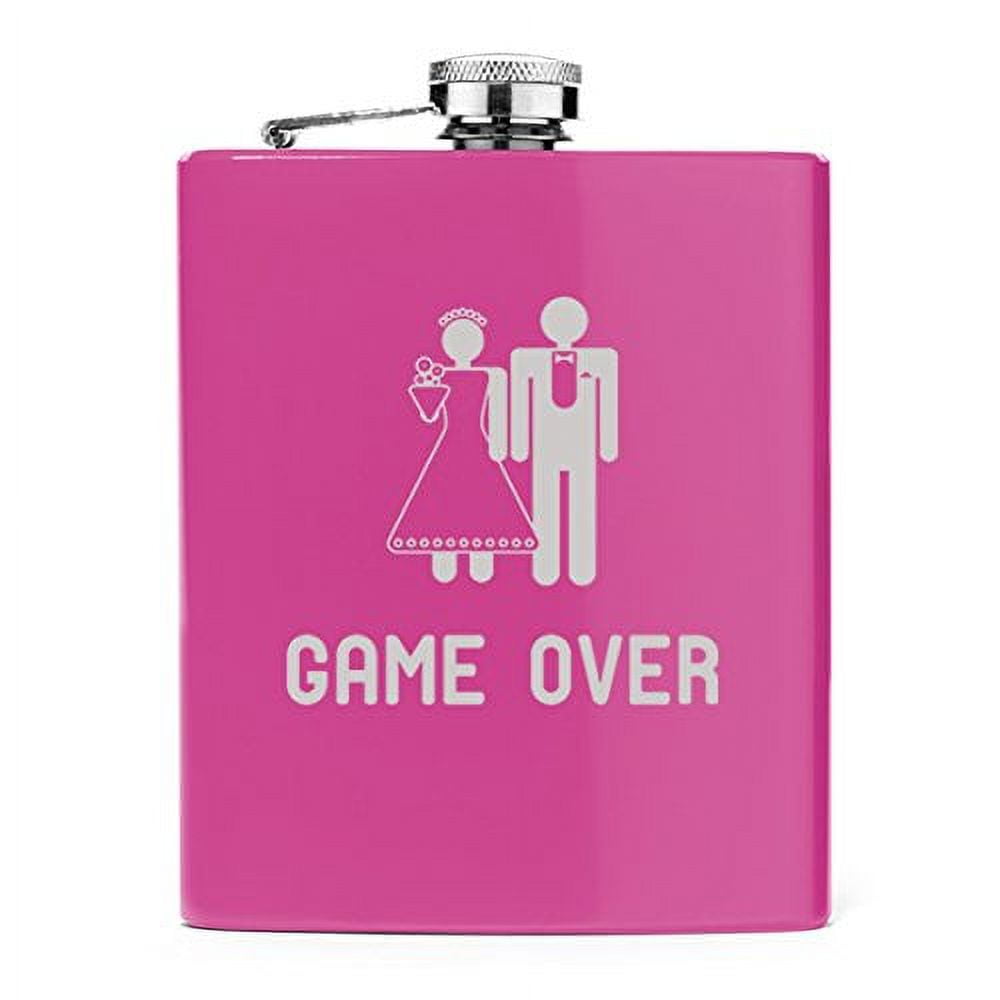 7 oz Stainless Steel Hip Flask Game Over Wedding Groom (Pink) - Walmart.com