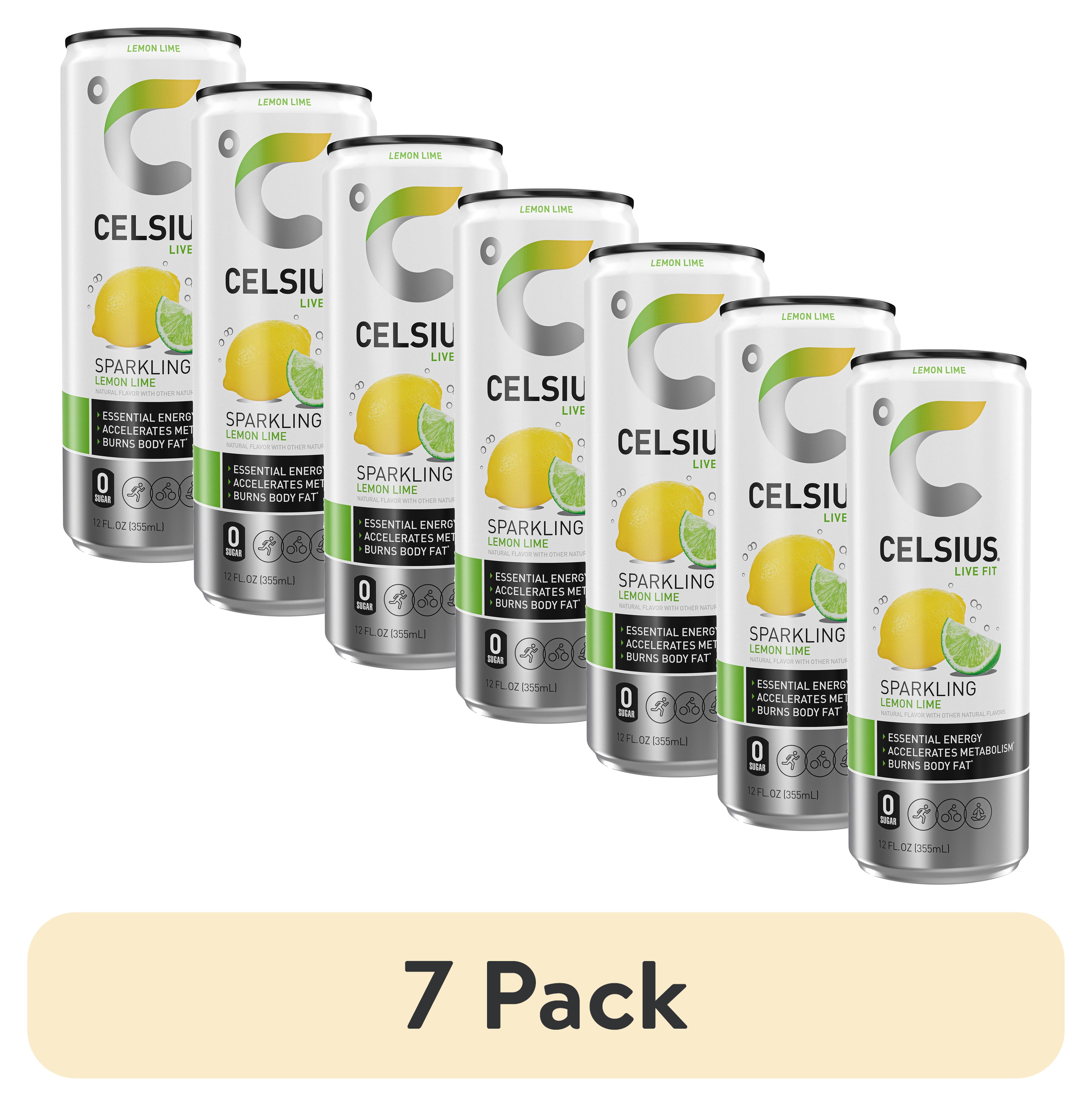 (7 pack) CELSIUS Sparkling Lemon Lime, Functional Energy Drink 12 fl oz ...