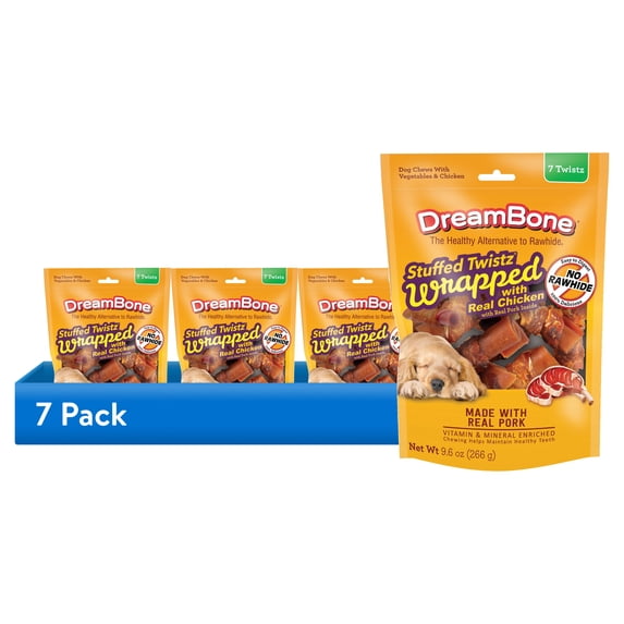 (7 pack) DreamBone Stuffed Twists Rawhide-Free Dog Chews with Real Pork ...