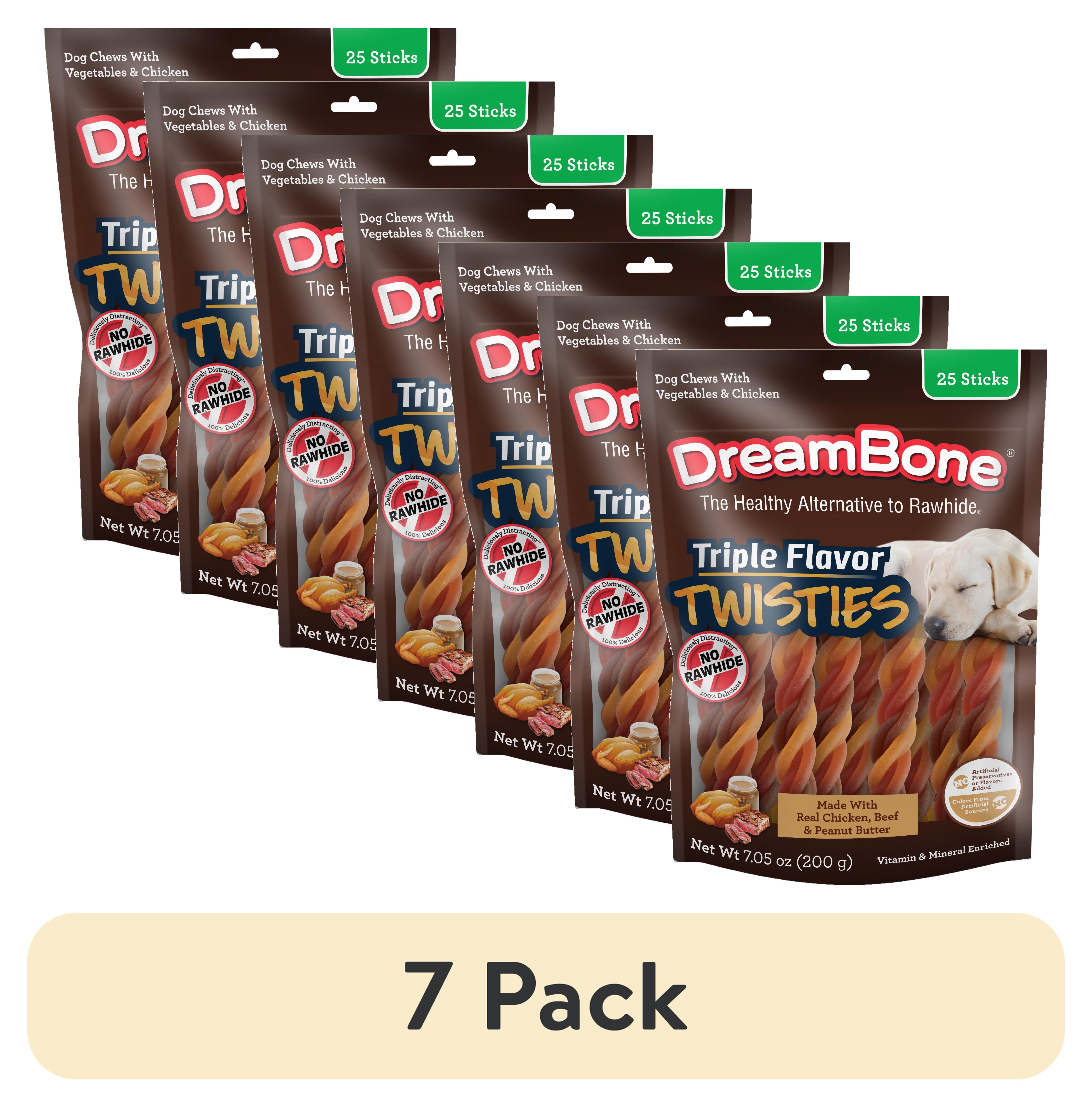 (7 pack) Dreambone Triple Flavor Twisties Sticks, Rawhide-Free Dog ...