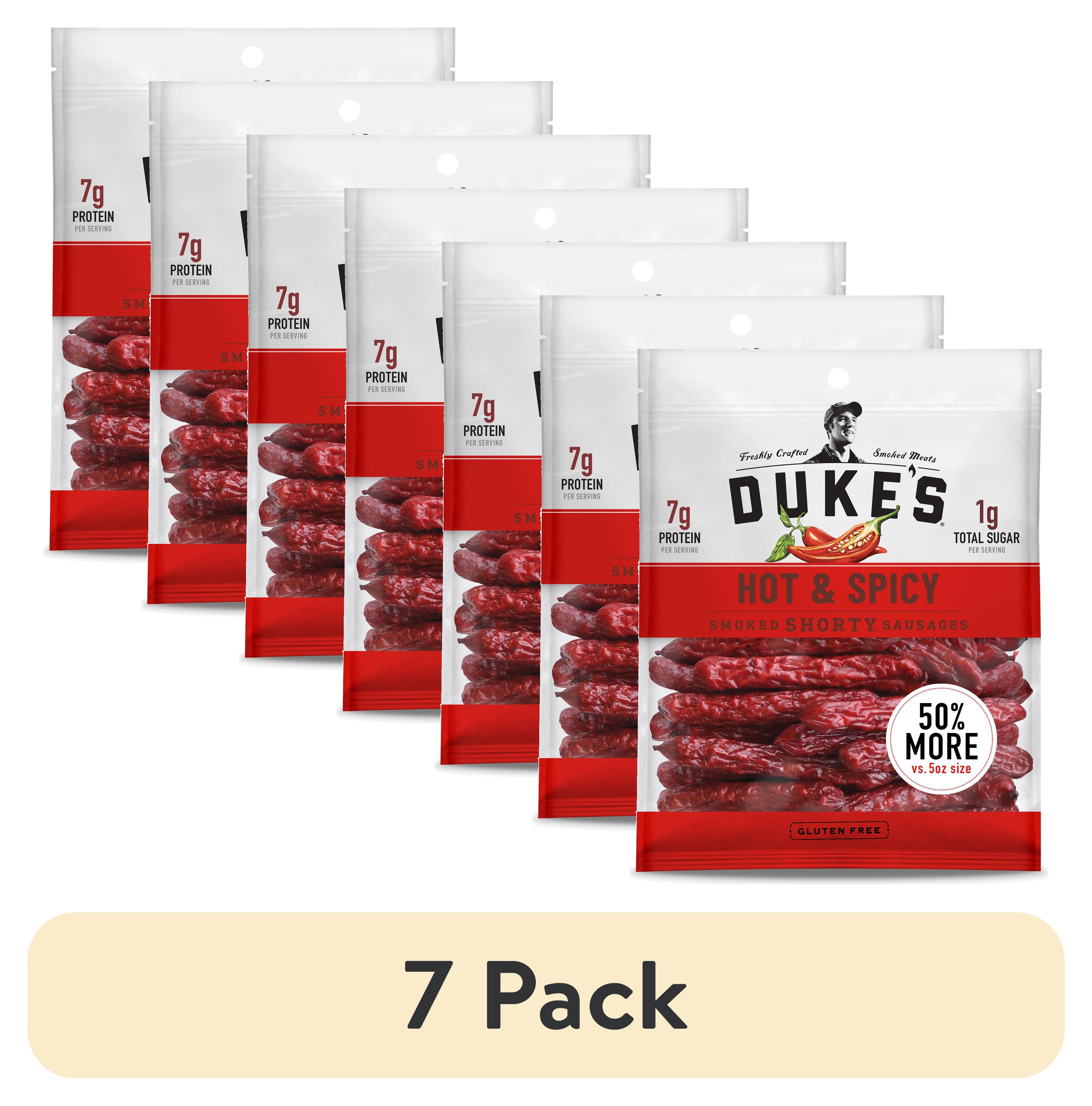 (7 pack) Duke's Pork Hot & Spicy Smoked Shorty Sausages, 7g Protein Per ...