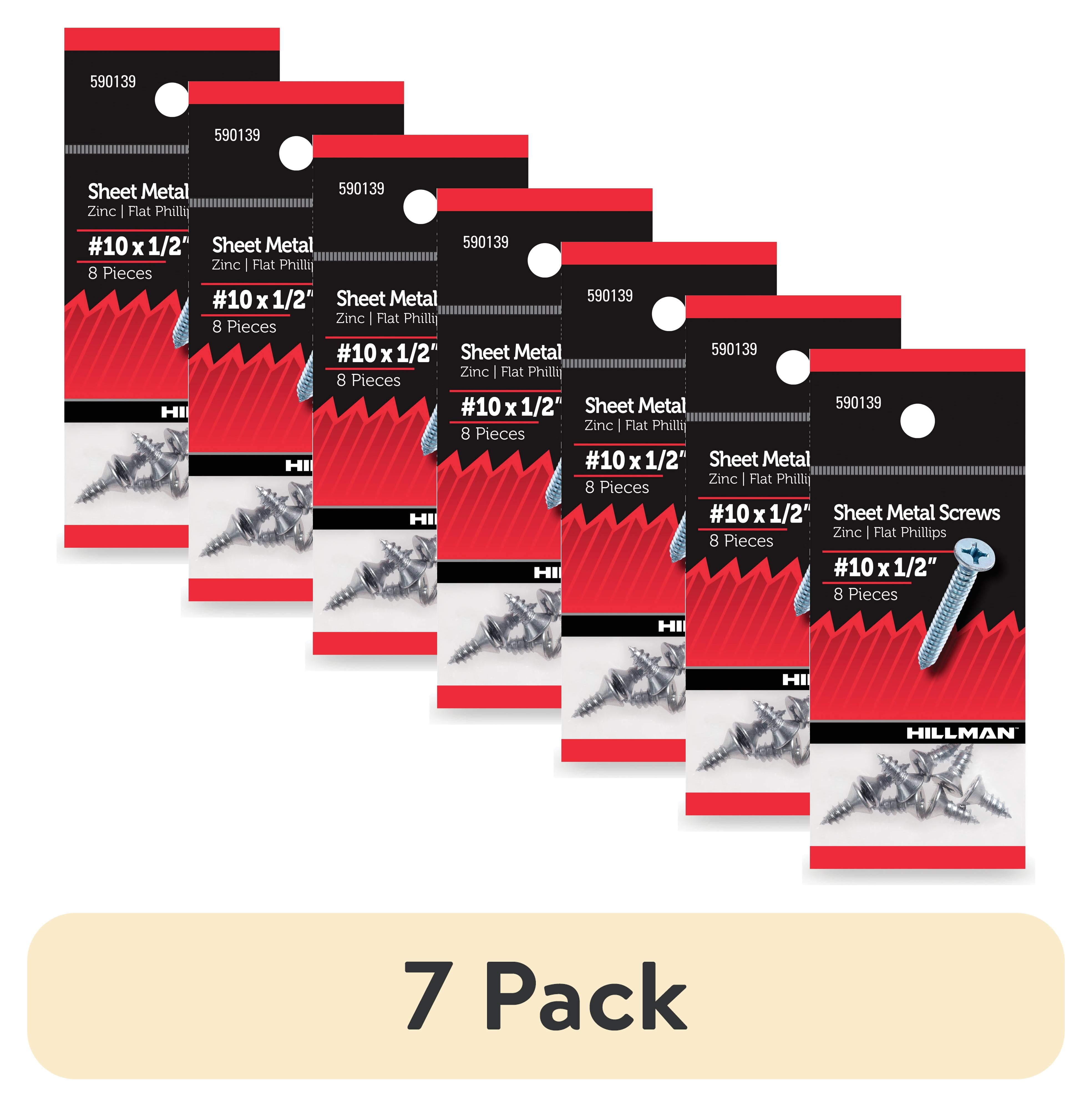 (7 pack) Hillman Sheet Metal Screws, #10 x 1/2", Pan Phillips, Zinc ...