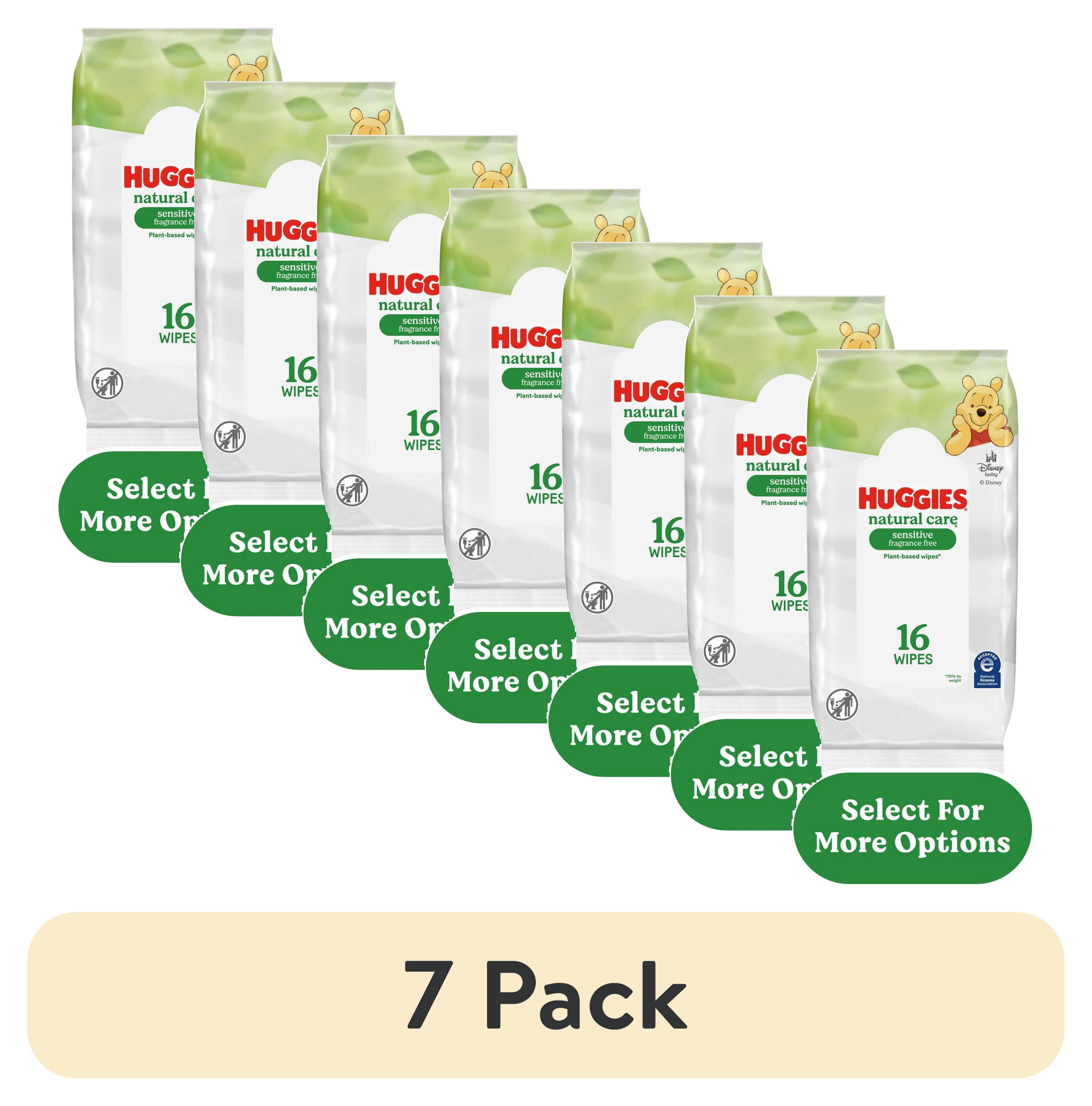 (7 pack) Huggies Natural Care Sensitive Baby Wipes, Unscented, 1 Soft Pack (16 Wipes Total ...